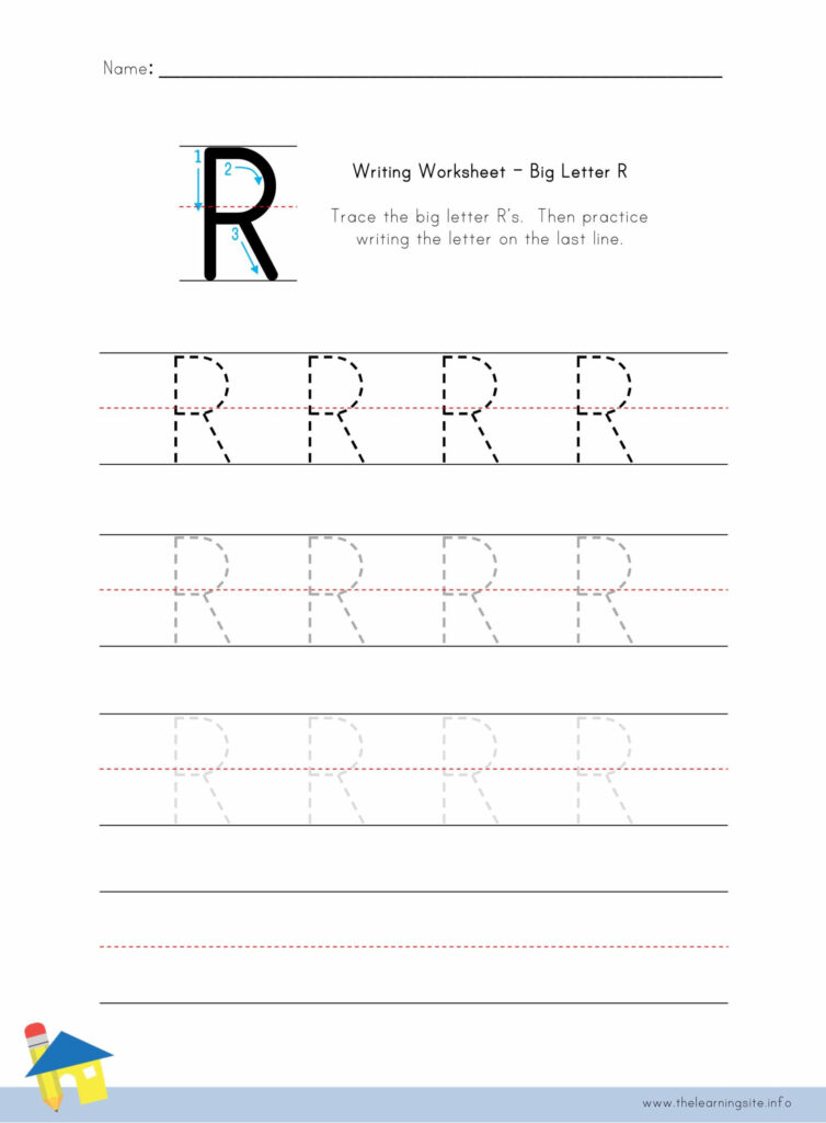 Big Letter R Writing Worksheet The Learning Site | Handwriting Worksheets