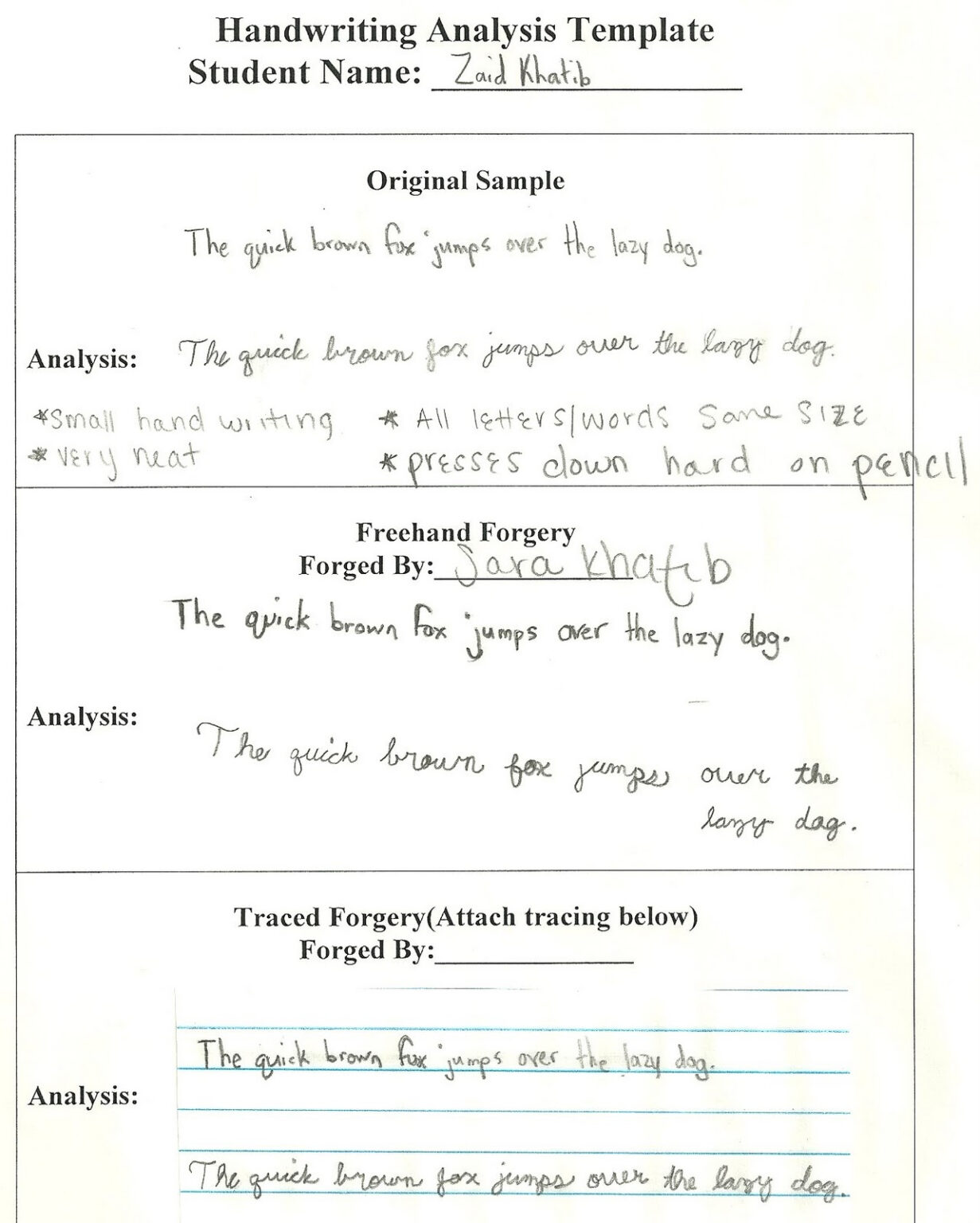 Forensic Handwriting Analysis Worksheet | Handwriting Worksheets