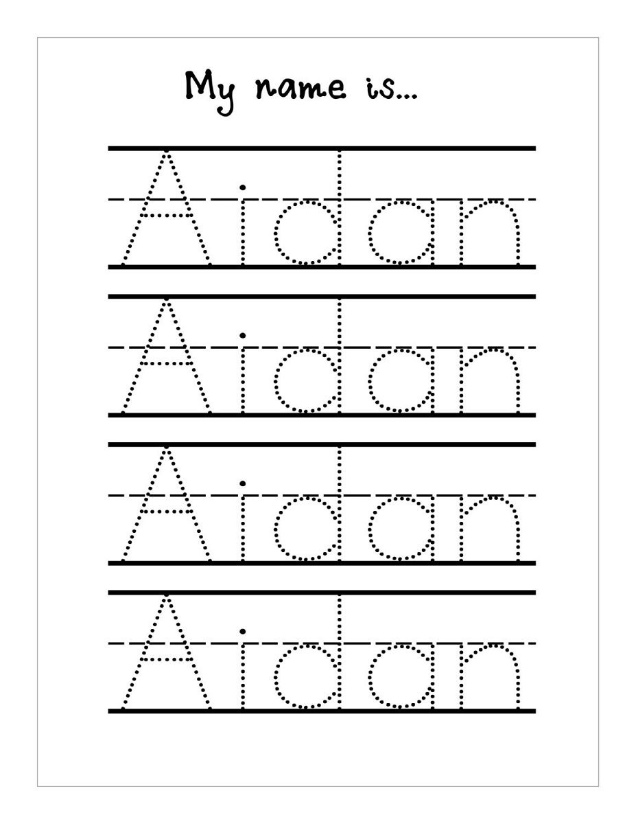 Free Dotted Names For Preschool With Lines Handwriting Worksheets