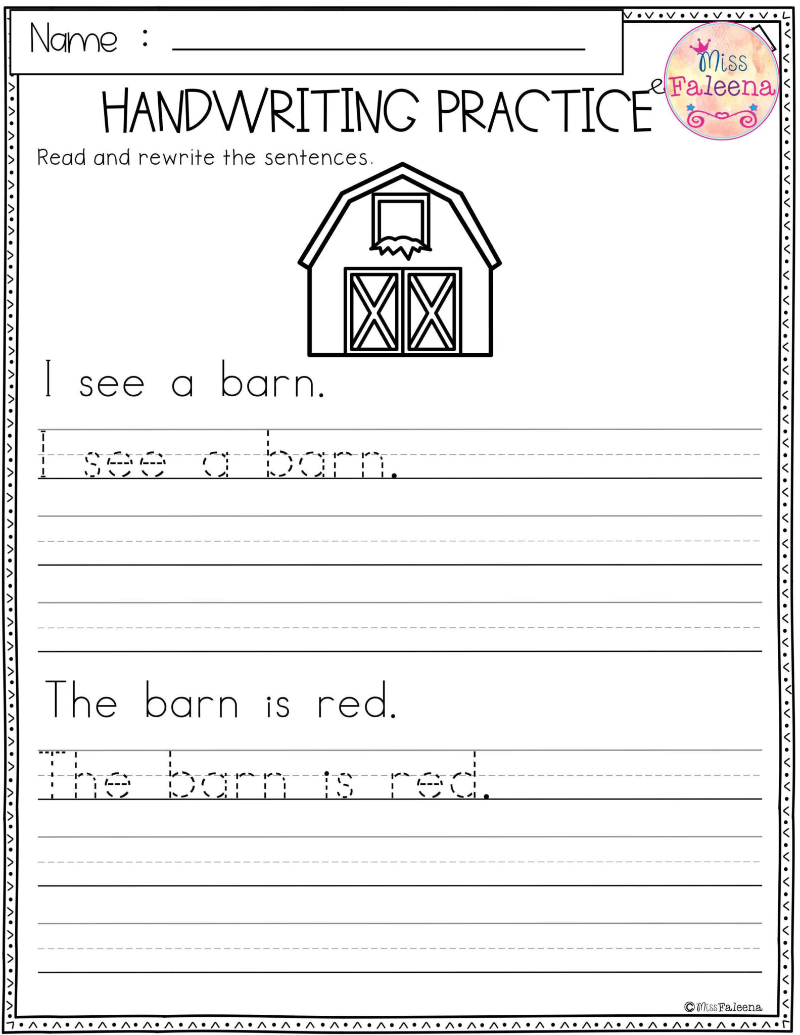 Free Handwriting Practice Writing Sentences Worksheets Handwriting ...