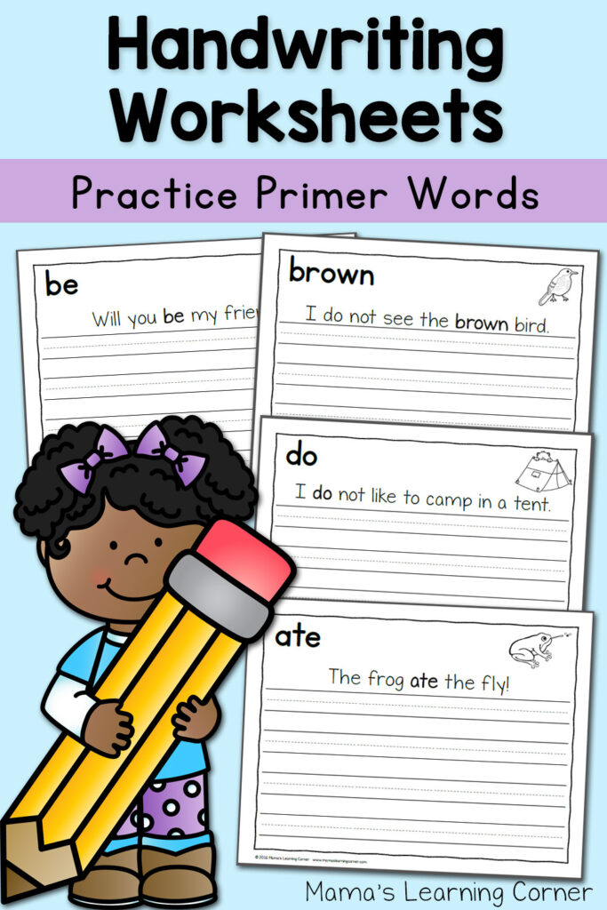 Handwriting Worksheets For Kids Dolch Primer Words Mamas Learning ...