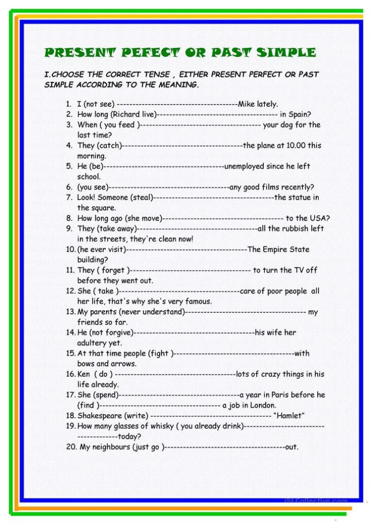 Present Perfect Past Simple Practice Worksheet Free ESL Printable ...